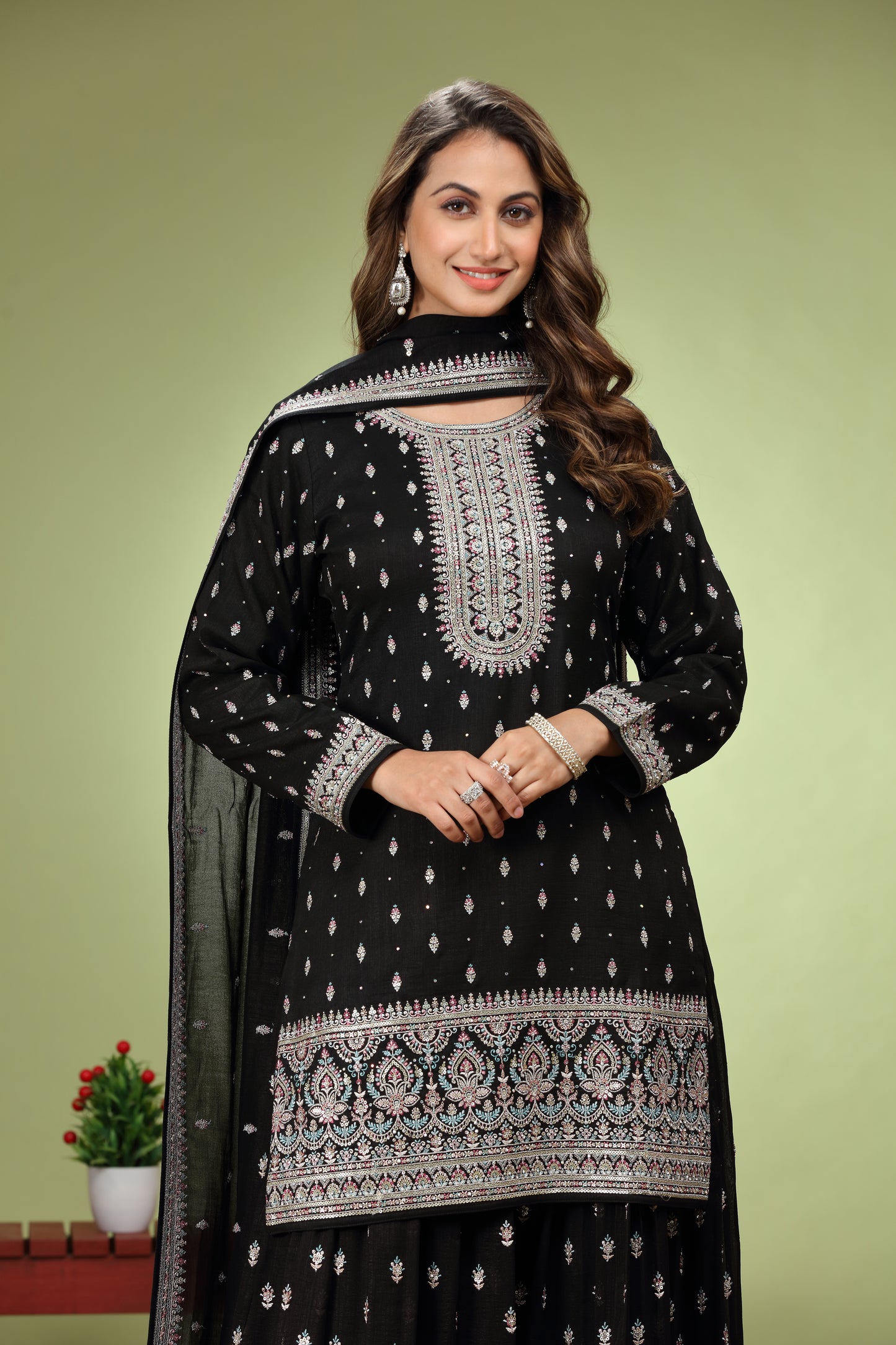 Black Patiala Kurti and Sharara set – Jhalak Kalpi